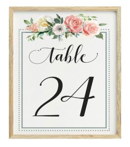 darling souvenir calligraphy 1-40 floral table numbers wedding reception decor table cards (4x6 inches)