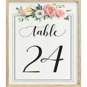 Darling Souvenir Calligraphy 1-40 Floral Table Numbers Wedding Reception Decor Table Cards (4x6 Inches)