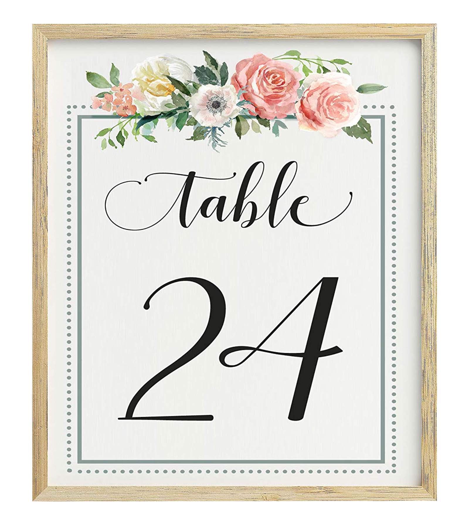 Darling Souvenir Calligraphy 1-40 Floral Table Numbers Wedding Reception Decor Table Cards (4x6 Inches)