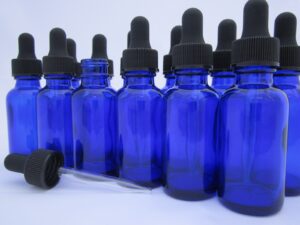 dropperstop™ 1oz cobalt blue glass dropper bottles (30ml) with tapered glass droppers - pack of 12