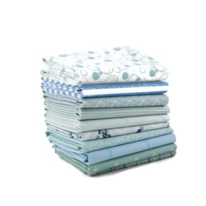 aqua - light blue fat quarter bundle (lb.10fq) by mixed designers for southern fabric