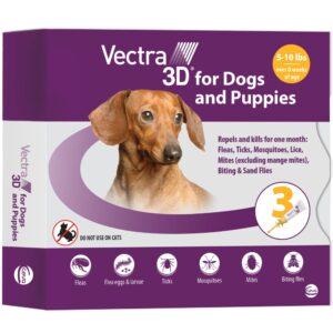 vectra 3d for dogs flea, tick & mosquito treatment & prevention for extra small dogs (5-10 lbs), 3 month supply