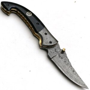 pal 2000 knives handmade damascus steel folding pocket knife po-8736