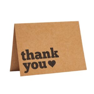 Rustic Thank You Cards Value Pack (120-Count) - Kraft Paper Thank You Cards, Blank on The Inside, Envelopes Included - 13 x 9.4 cm