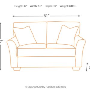 Signature Design by Ashley Tibbee Tufted Modern Loveseat with 2 Accent Pillows, Dark Taupe