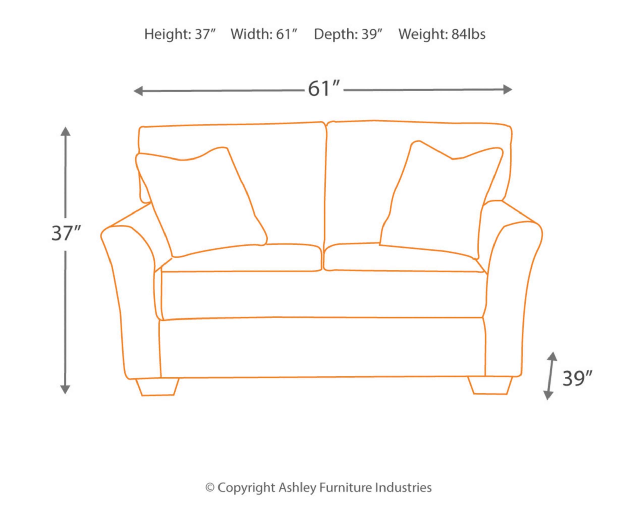 Signature Design by Ashley Tibbee Tufted Modern Loveseat with 2 Accent Pillows, Dark Taupe