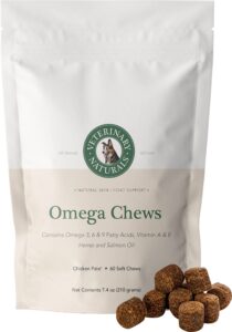 veterinary naturals hemp oil & salmon oil chews for dogs - support hips & joint - best source of omega 3 - fish oil for dog’s shiny coat & itch free skin - 60 soft chew dog joint supplements