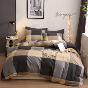 highbuy ultra soft leaves duvet cover set king grey 100% cotton bedding sets with hidden zipper modern comforter cover king with 2 pillowcase,lightweight soft,easy care