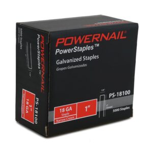 Powernail PS18100 18 Gauge 1/4 Inch Crown 1 Inch Length Chisel Point Narrow Crown Staple (Box of 5000)