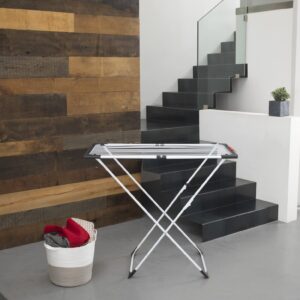 Vileda Extendable Clothes, Foldable Airer with Wheels, Aluminium Resin, White, 5.2 x 60.5 x 131.5 cm