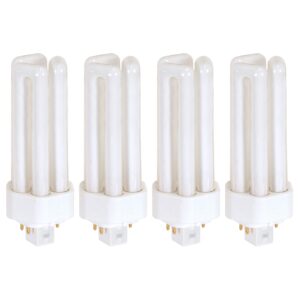 kor pack of 4 26 watt triple tube - gx24q-3 (4 pin) base - 2700k warm white - cfl light bulb - replaces sylvania 20879 cf26dt/e/in/827 - philips 458240 pl-t 26w/827/4p/alto - ge 97614 f26tbx/827/a/eco