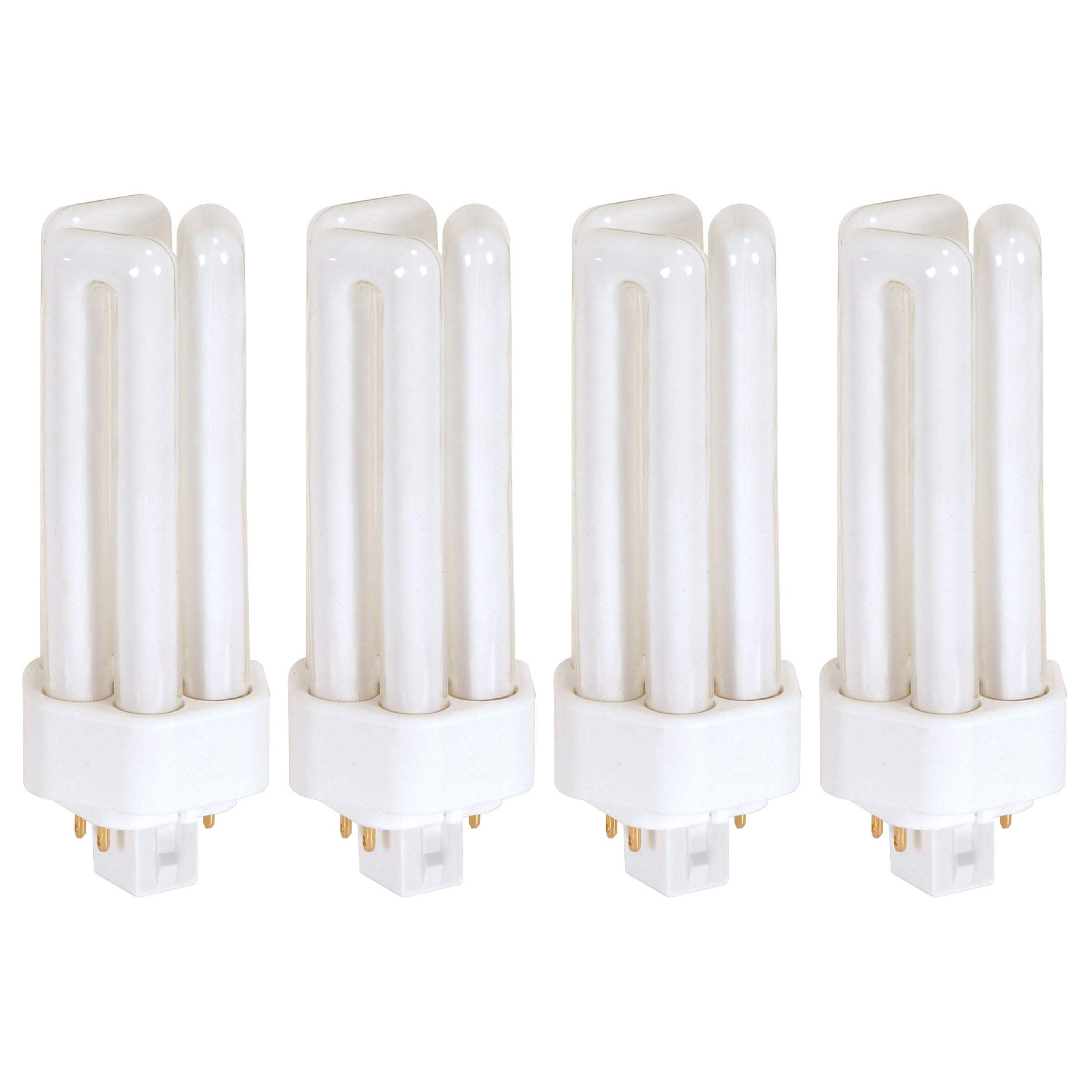 KOR Pack of 4 26 Watt Triple Tube - GX24Q-3 (4 Pin) Base - 2700K Warm White - CFL Light Bulb - Replaces Sylvania 20879 CF26DT/E/IN/827 - Philips 458240 PL-T 26W/827/4P/ALTO - GE 97614 F26TBX/827/A/ECO