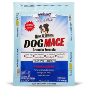 nature's mace dog repellent 22 pound granular, for lawn, yard, garden, & plants, outdoor no-dig, dog repellent and training tool, dog repellent for yard, dog digging repellent, treats 14,000 sq. ft.