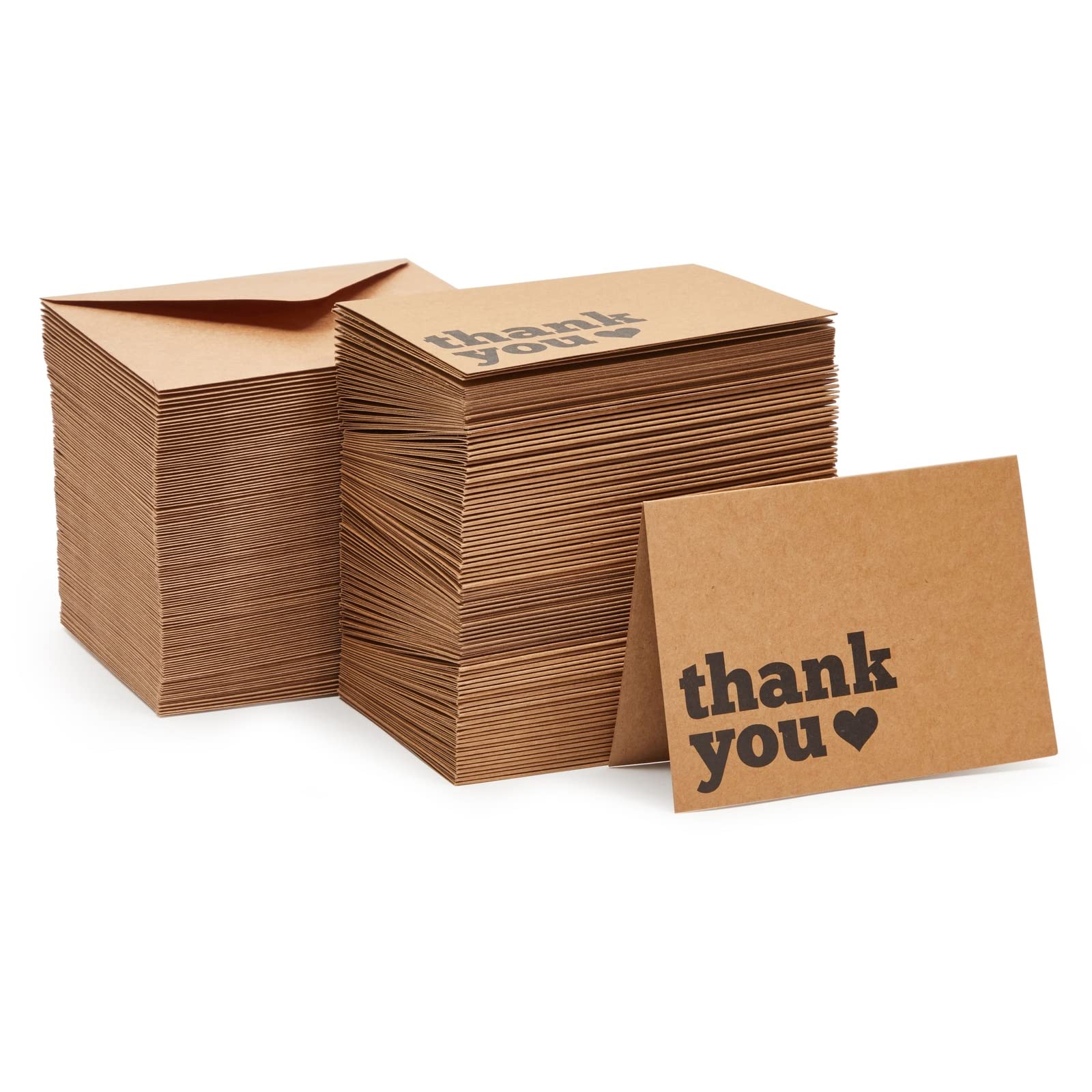 Rustic Thank You Cards Value Pack (120-Count) - Kraft Paper Thank You Cards, Blank on The Inside, Envelopes Included - 13 x 9.4 cm