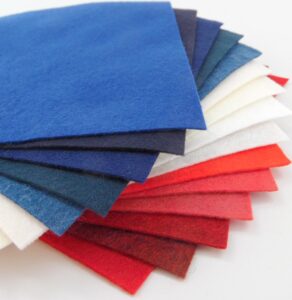 15 red white blue patriotic 9"x12" merino wool blend felt sheets collection - otr felt