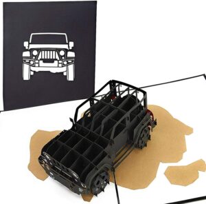 poplife jeep truck 3d pop up card for all occasions - birthday, father’s day gift, graduation, congratulations, retirement, anniversary - suv driver, off-roading, 4x4 car - for husband, son, boyfriend