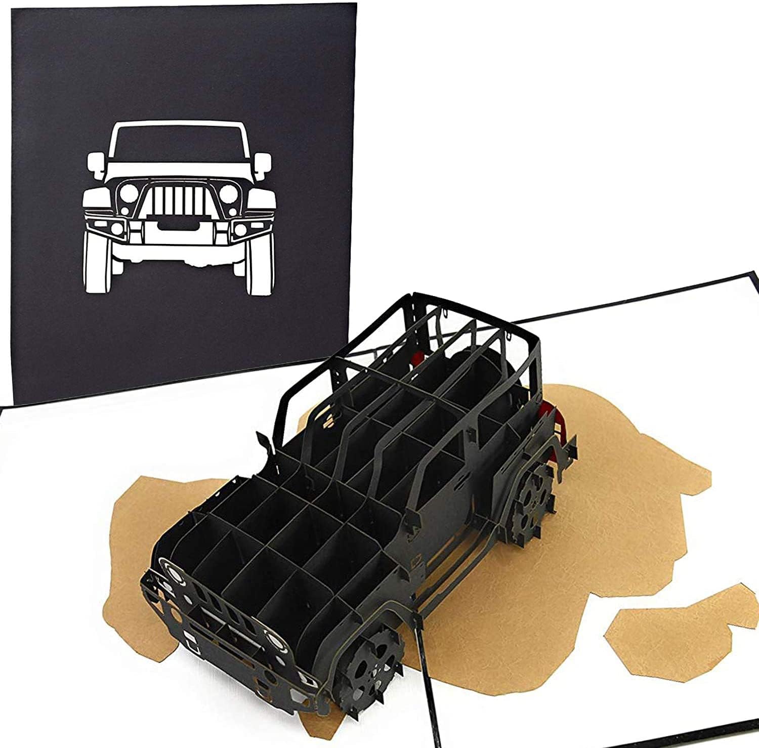 PopLife Jeep Truck 3D Pop Up Card for All Occasions - Birthday, Father’s Day Gift, Graduation, Congratulations, Retirement, Anniversary - SUV Driver, Off-Roading, 4X4 Car - for Husband, Son, Boyfriend