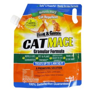 nature's mace cat mace 2.5lb granules, cat repellent outdoor to keep cats away, outdoor cat repellent for yard, garden, & plants, no-dig cat repellent and training tool, cat repellent for outdoor