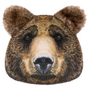 jwh 3d bear head throw pillow decorative animal accent pillow pet print pillowcase stuffed plush cushion girls kids bed bedroom couch colorful faux fur 12x10 inch black brown