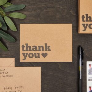 Rustic Thank You Cards Value Pack (120-Count) - Kraft Paper Thank You Cards, Blank on The Inside, Envelopes Included - 13 x 9.4 cm