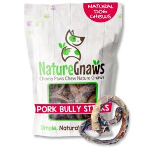 nature gnaws pork bully stick pretzels for dogs 4-5" (15 count) - long lasting for light chewers and small dogs - natural bacon dog chew treats - rawhide free