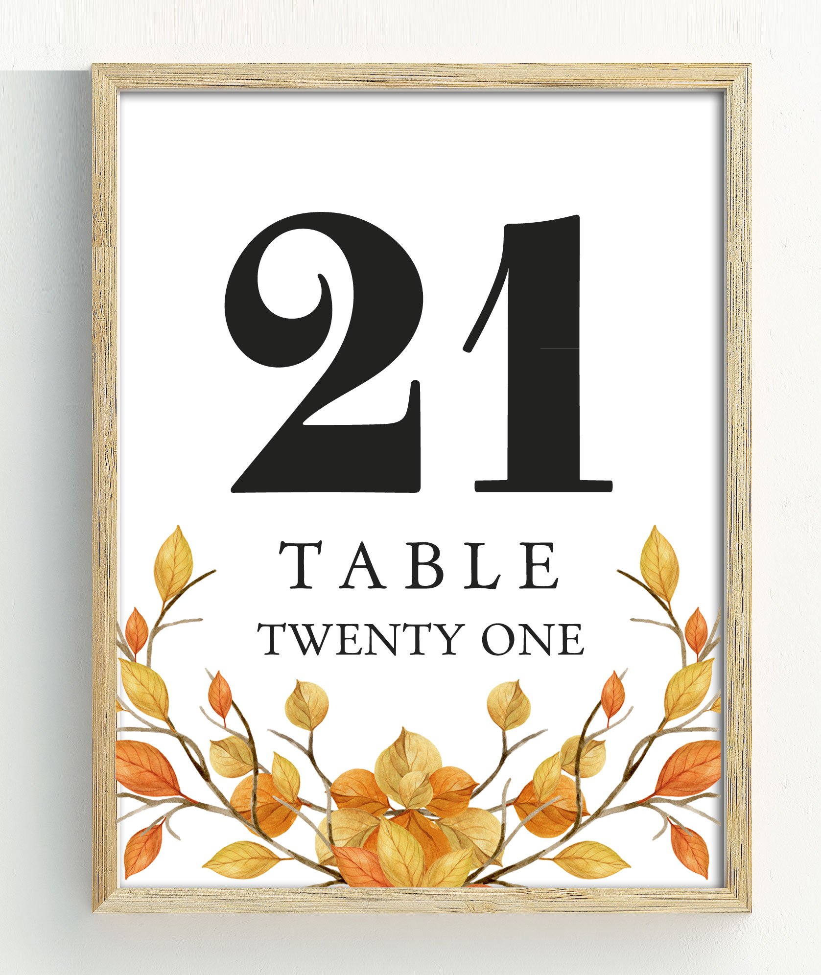 Darling Souvenir, Autumn Theme 1-12 Table Numbers Fall Wedding Reception Decor Table Cards (4x6 Inches)