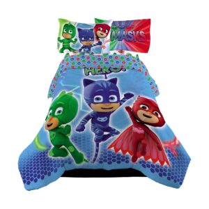 pj masks 4 piece twin size bedding set includes 3pc twin sheet set and twin/f comforter