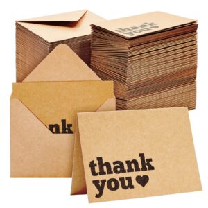 rustic thank you cards value pack (120-count) - kraft paper thank you cards, blank on the inside, envelopes included - 13 x 9.4 cm