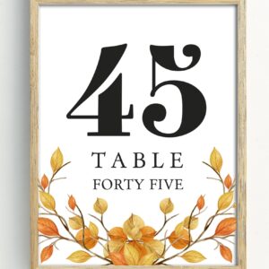 Darling Souvenir, Autumn Theme 1-12 Table Numbers Fall Wedding Reception Decor Table Cards (4x6 Inches)