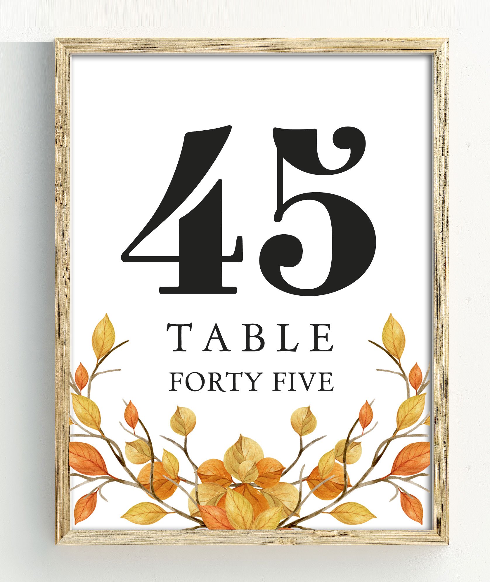 Darling Souvenir, Autumn Theme 1-12 Table Numbers Fall Wedding Reception Decor Table Cards (4x6 Inches)