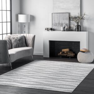 nuloom 7' x 9' performance indoor area rug, non-shed, power loomed high-traffic area rug for living room, bedroom, home, tristan grey