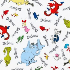 1 yard celebrate dr. seuss by robert kaufman 100% cotton quilt fabric ade-15670-1 white