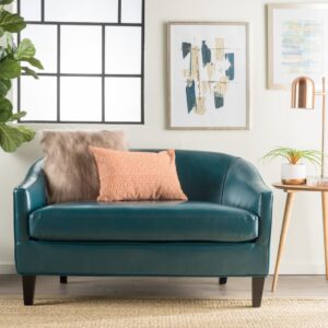 christopher knight home justine leather loveseat, teal