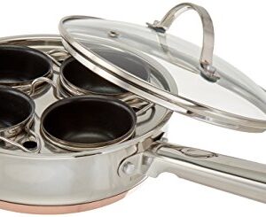 4 Cup Copper Impact Bonding Egg Poacher W/Nonstick Egg Cups for Perfectly Poached Eggs Brunch and Breakfast