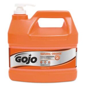 gojo 0955-04 natural orange pumice hand cleaner with pump bottle, 1 gal (pack of 4)