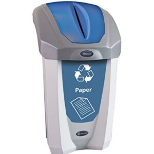 Glasdon Nexus 8G Paper Recycling Bin (Gray, Blue Sticker) – 8-Gallon Paper Recycling Container for Indoor Use – Compact Office Recycling Bin for Used Paper – Plastic