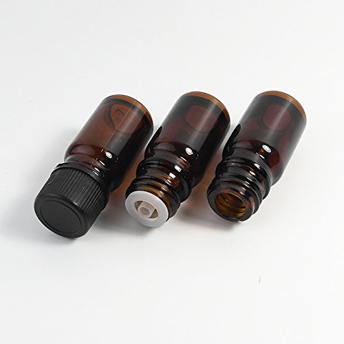 10Pcs 5ml Amber Glass Essential Oil Sample Bottles Vials With Orifice and Cap for Perfume Aromatherapy Container