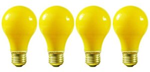 kor (pack of 4) a19 yellow bug light incandescent 130v e26 base-a/yb - a19/y (60)