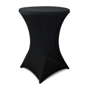 haorui spandex cocktail table covers, fitted round highboy stretch table cloths for party, bar, wedding, birthday, banquet (black, fit for 30-32" diameter x 42" height tables)