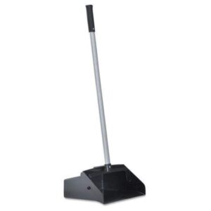 boardwalk bwk02600 lobby dust pan, plastic/aluminum, 11 3/4 wide, 34 handle, black/silver