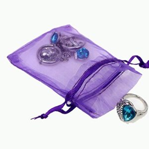 Akstore 100pcs 3.6x4.8''(9x12cm) Organza Gift Bags, Drawstring Pouches Jewelry Party Wedding Favor Gift Bags,Candy Bags. (Purple)