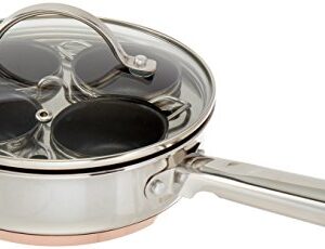 4 Cup Copper Impact Bonding Egg Poacher W/Nonstick Egg Cups for Perfectly Poached Eggs Brunch and Breakfast