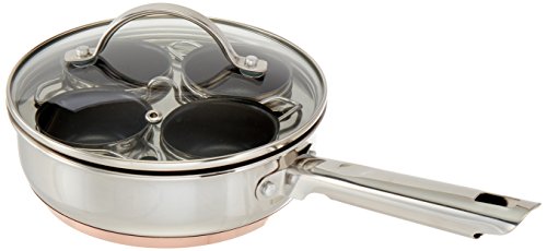 4 Cup Copper Impact Bonding Egg Poacher W/Nonstick Egg Cups for Perfectly Poached Eggs Brunch and Breakfast