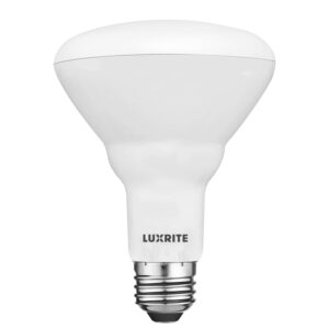 luxrite br30 led light bulb, 8.5w (65w equivalent), 2700k warm white, 650 lumens, energy star, dimmable, damp rated, led flood light bulb, ul listed, e26 medium base