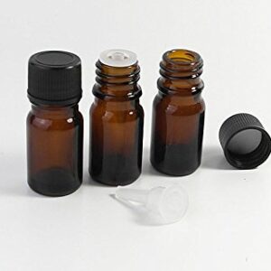 10Pcs 5ml Amber Glass Essential Oil Sample Bottles Vials With Orifice and Cap for Perfume Aromatherapy Container