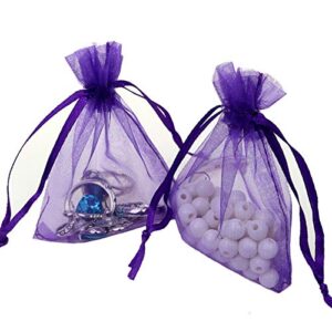 Akstore 100pcs 3.6x4.8''(9x12cm) Organza Gift Bags, Drawstring Pouches Jewelry Party Wedding Favor Gift Bags,Candy Bags. (Purple)