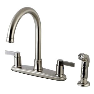 kingston brass fb7798ndlsp nuvofusion 8" centerset kitchen faucet, brushed nickel