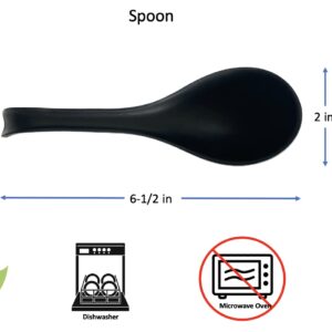 Lucky Star Melamine Japanese Ramen Spoon Noodle Soup Spoon 6.5”, Black, 48-pcs per case (4 dozen)