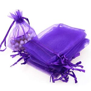 akstore 100pcs 3.6x4.8''(9x12cm) organza gift bags, drawstring pouches jewelry party wedding favor gift bags,candy bags. (purple)