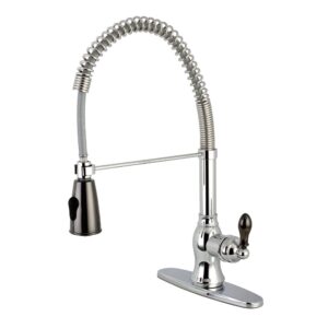 kingston brass gsy8891akl kaiser single handle kitchen faucet with pull-down sprayer, chrome